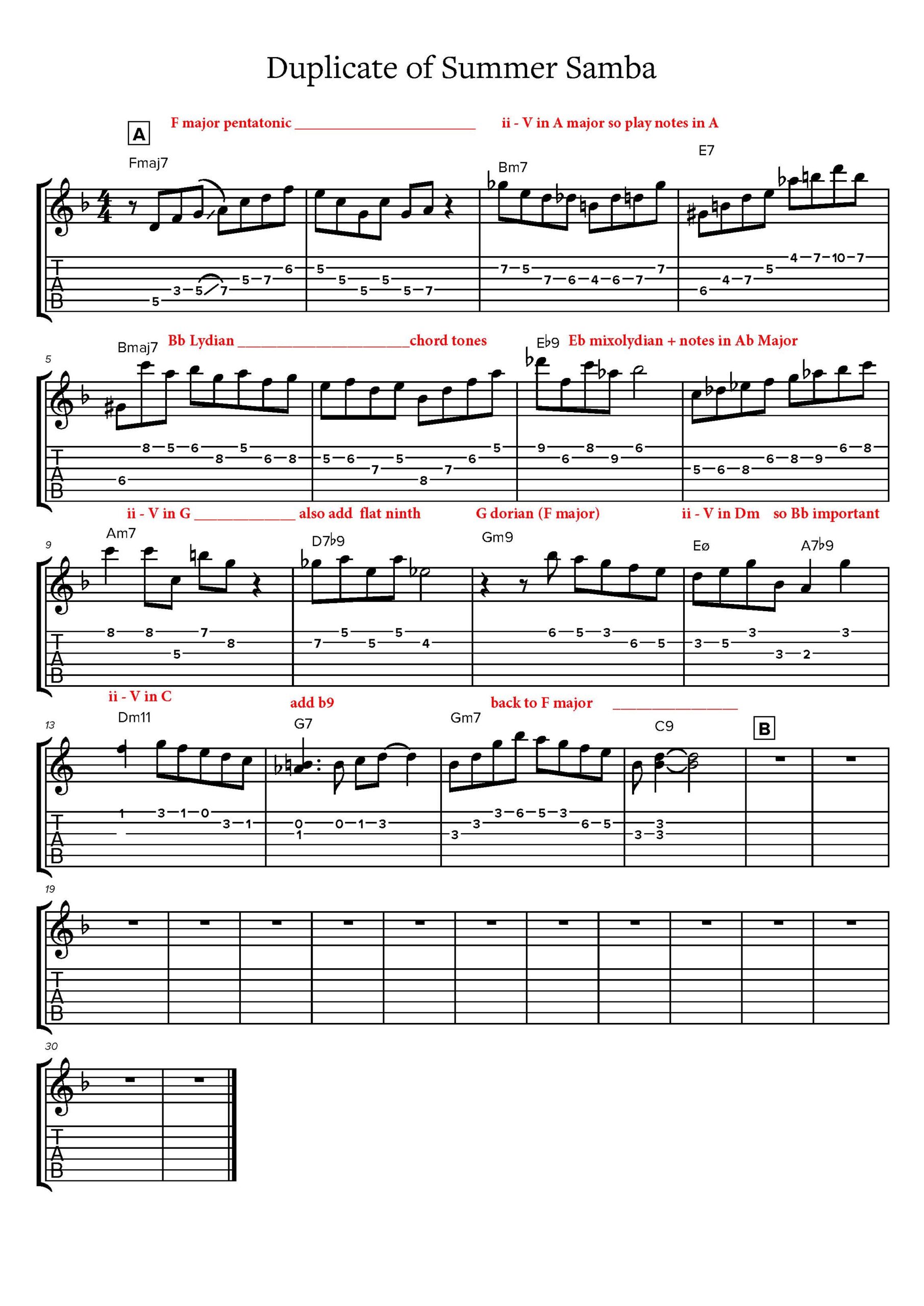 Summer Samba Bossa Nova Guitar Tutorial – Latin Guitar Mastery